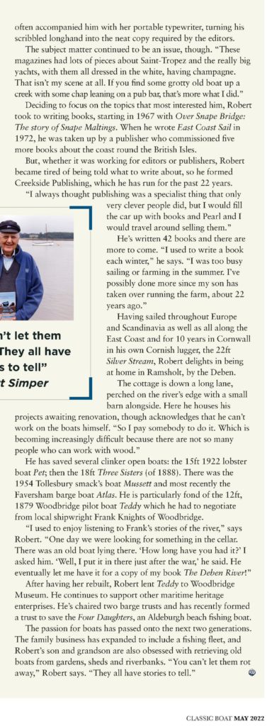 Robert Simper – A life by the Deben | River Deben Association